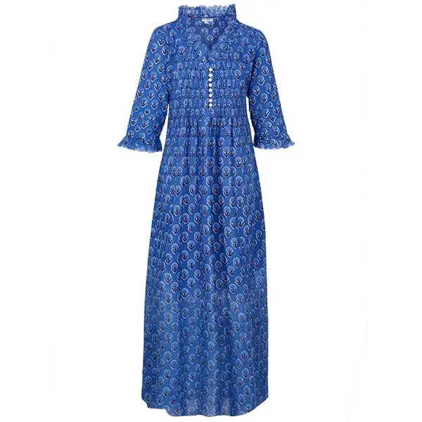 AT LAST... Cotton Annabel Maxi Dress In Provencal - Blue