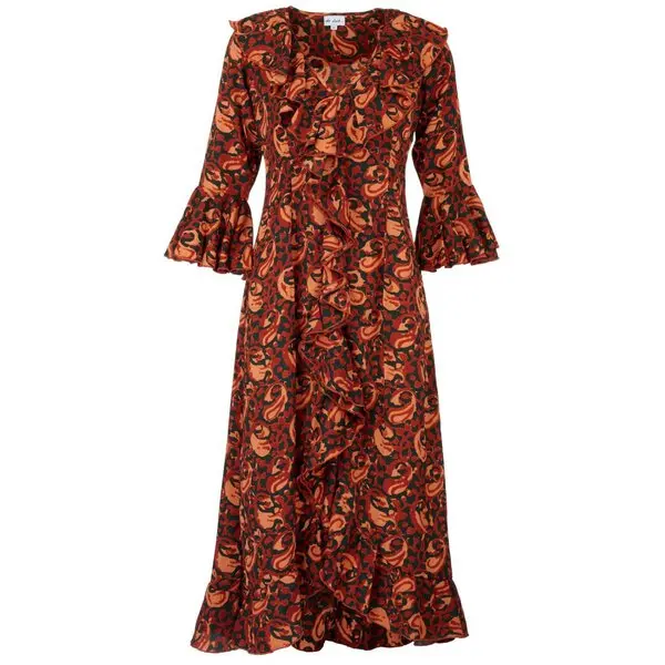 AT LAST... Felicity Midi Dress In Autumn - Brown