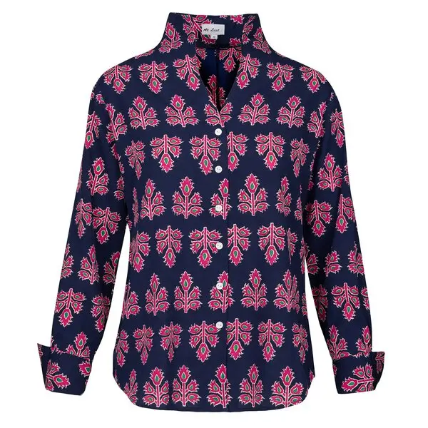 AT LAST... Pink / Blue Chelsea Shirt In Navy & Pink Thistle - Pink/blue
