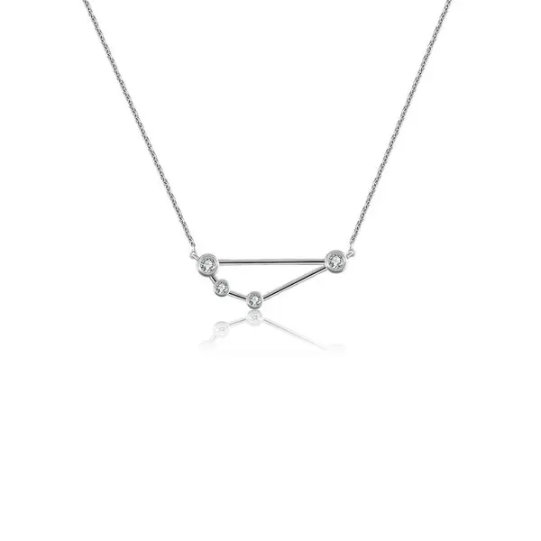 GENEVIEVE COLLECTION Capricorn Zodiac Constellation Necklace 18k Gold & Diamond - White
