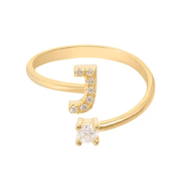 LATELITA White / Gold Initial Ring Gold J - White/gold