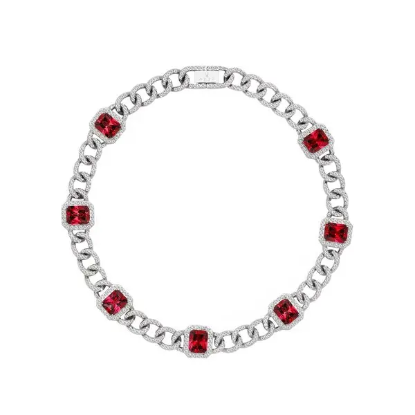 Arte Madrid Pet It On Cuban Chain Necklace Ruby - Red