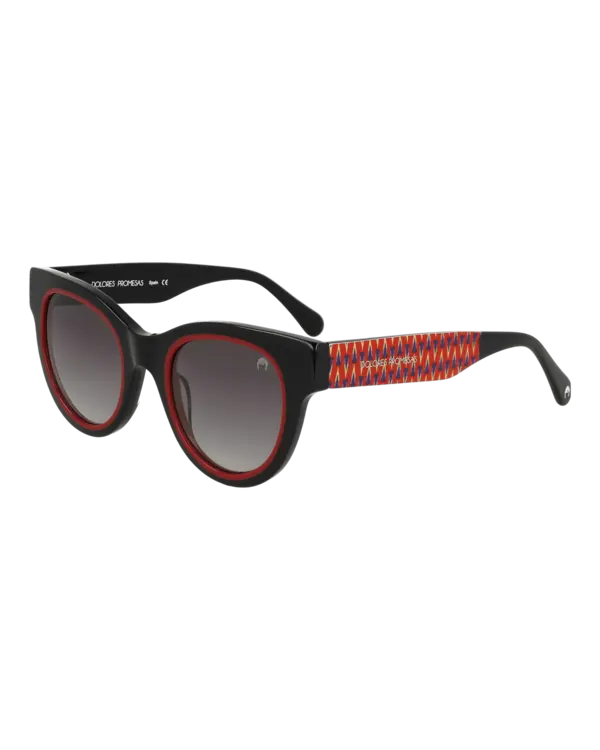 Dolores Promesas Black / Brown Black Oval Glasses With Burgundy Rim And Pyramid Print - Black/brown