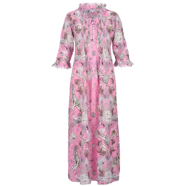 AT LAST... Cotton Annabel Maxi Dress In Tropical - Pink