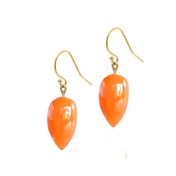LORI KAPLAN DESIGN Gold / Orange Carnelian Gold Earrings - Gold/orange