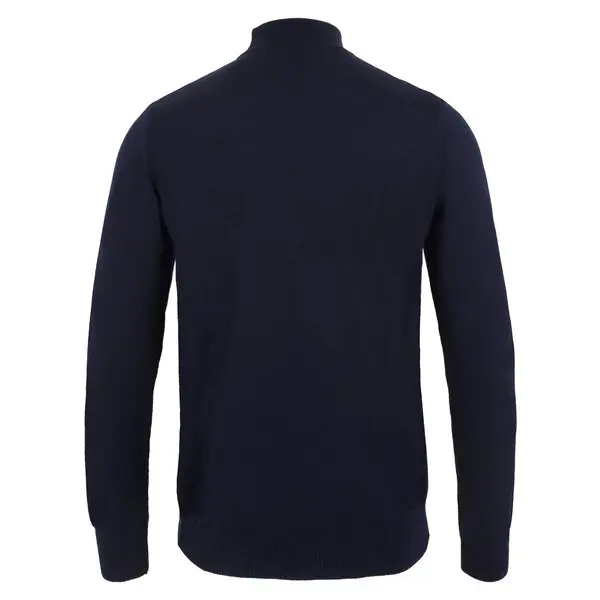 PAUL JAMES KNITWEAR Extra Fine Merino Wool Shaw Mock Turtleneck Jumper Navy - Blue