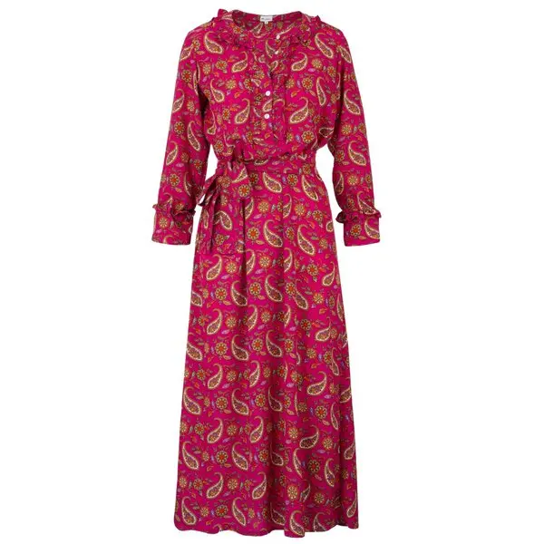 AT LAST... Meg Midi Dress In Hot Paisley - Pink