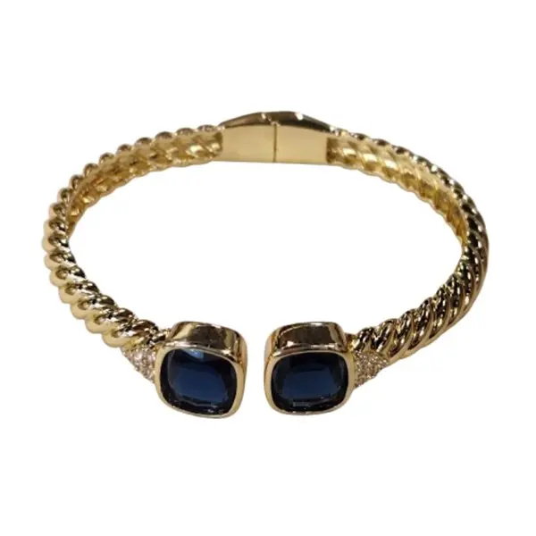 Saachi Gemstone Bangle Metal Bracelet - Blue