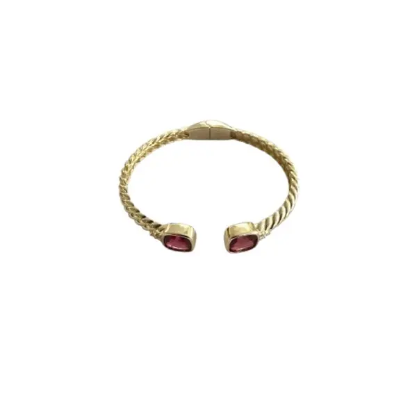 Saachi Gemstone Bangle Metal Bracelet - Red