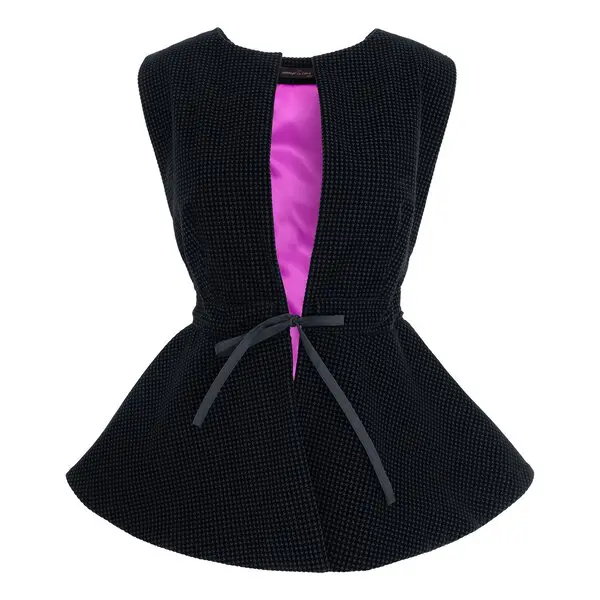 CONCEPT A TROIS Vest With Peplum And String At The Waist - Black
