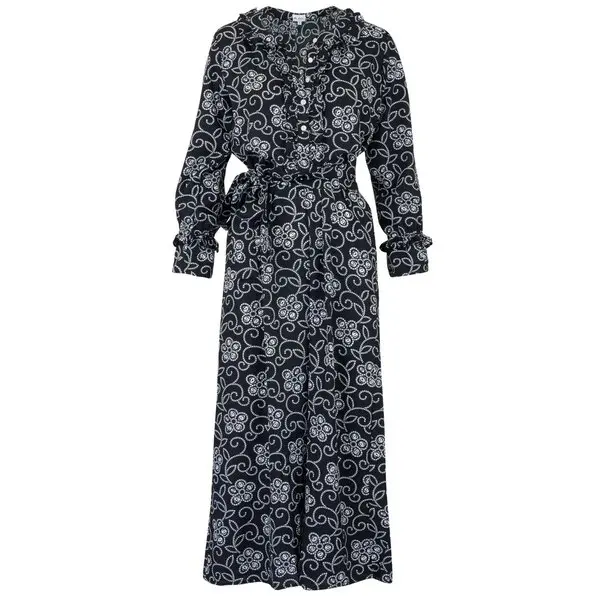 AT LAST... Meg Midi Dress In & White Floral - Black
