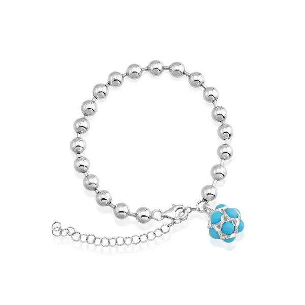 THE PHEIA Bead Bracelet With Blue Charm - Silver
