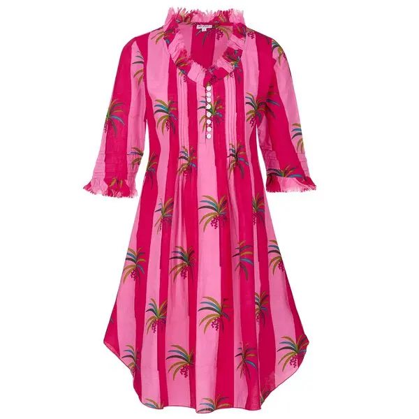 AT LAST... Annabel Cotton Tunic In Palm - Pink