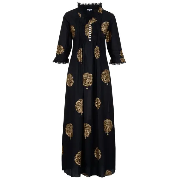 AT LAST... Cotton Annabel Maxi Dress In Midnight - Black