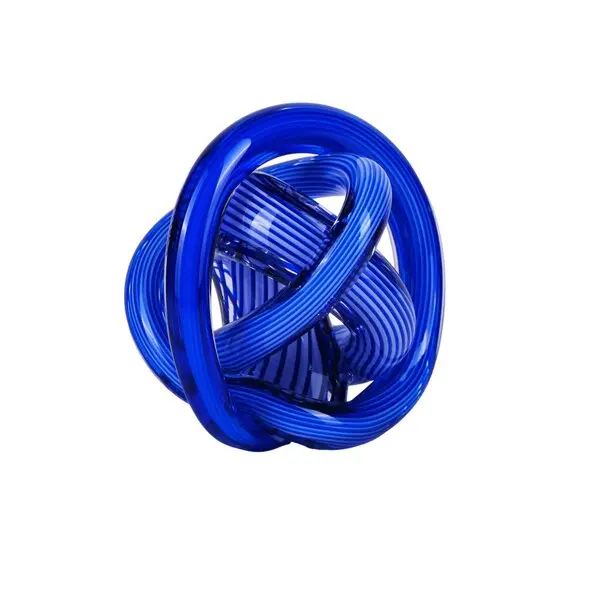 ANATOLIACRAFT Nodo Cobalt Hand-blown Glass Sculpture - Blue