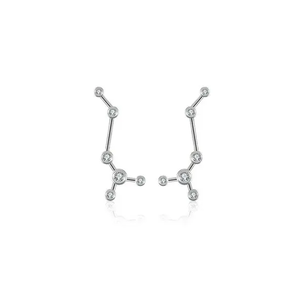 GENEVIEVE COLLECTION Scorpio Zodiac Constellation Earring 18k Gold & Diamond - White