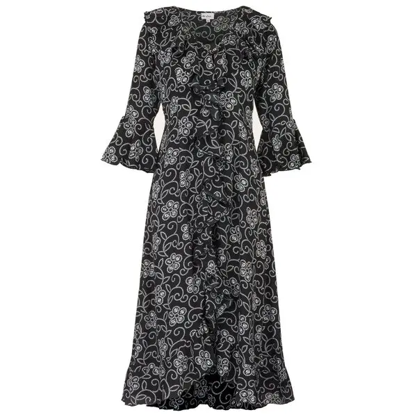 AT LAST... Felicity Midi Dress In Monochrome - Black