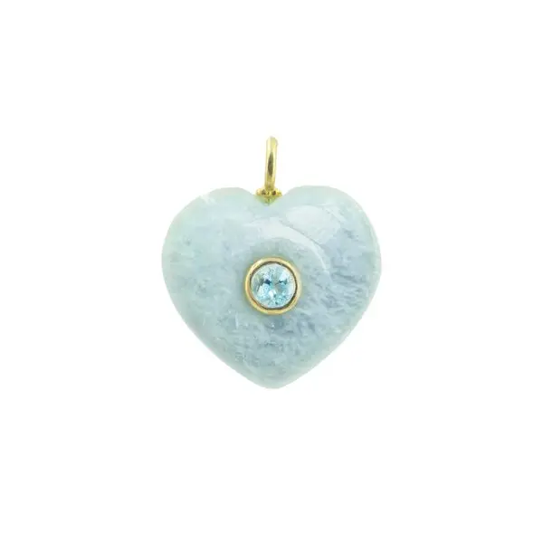 KAMARIA Aquamarine Gemstone Pendant With Topaz Heart - Blue
