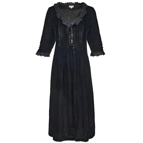 AT LAST... Silk Velvet Karen Dress - Black