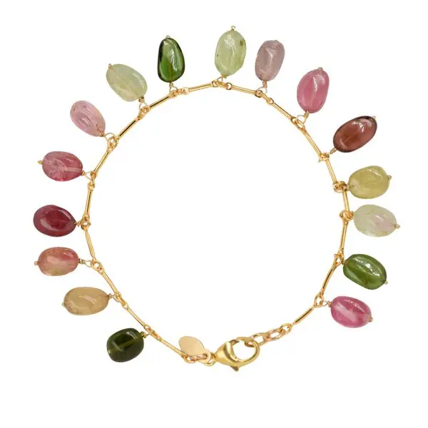 LORI KAPLAN DESIGN Smooth Tourmaline Drops Bracelet - Silver