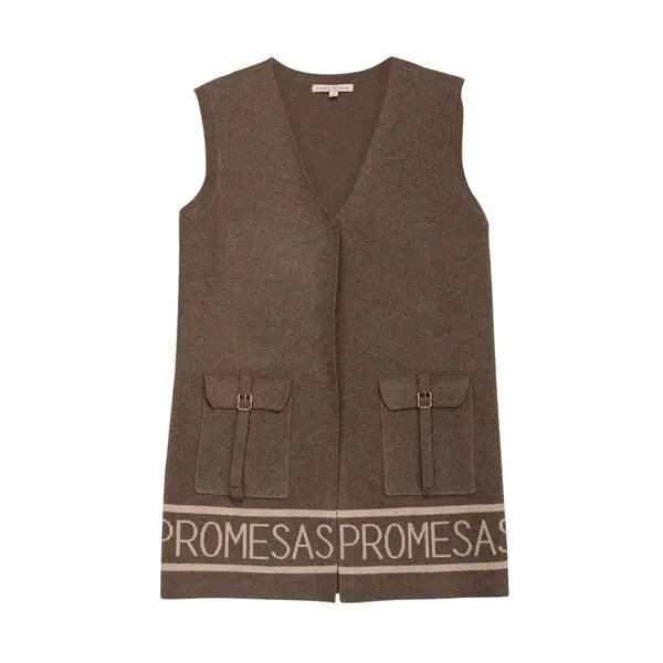 Dolores Promesas Promises Long Vest - Brown