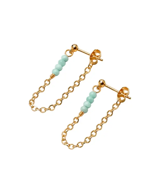 INARI JEWELLERY Unity Row Backchain Earring Amazonite Gemstone - Green