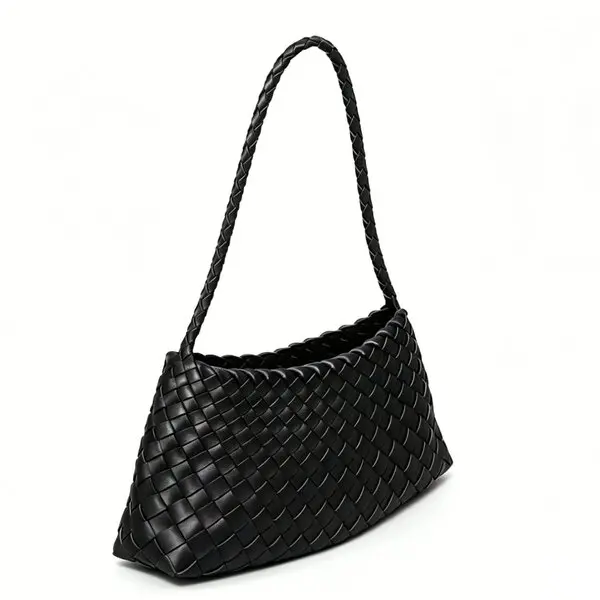 RIMINI Weaving Eco Leather Bag 'erica' Black - Brown