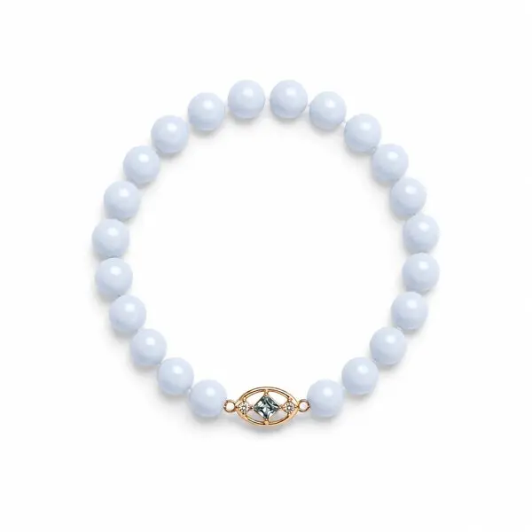 INARI JEWELLERY Angelite Bracelet With Topaz Portrait Charm - Blue