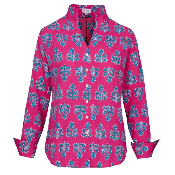 AT LAST... Chelsea Shirt In Pink & Thistle - Blue