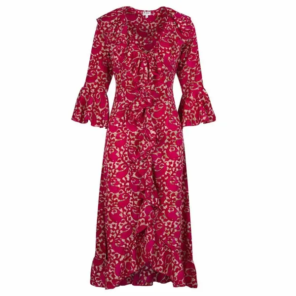 AT LAST... Felicity Midi Dress Hot Swirl - Pink