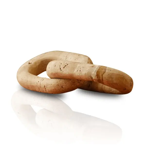 MARLETH Neutrals Travertine Chain Sculpture Set Of Two - Brown