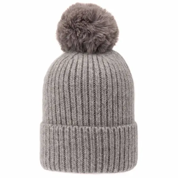 AT LAST... Chunky Six Ply Cashmere Hat In Light - Grey