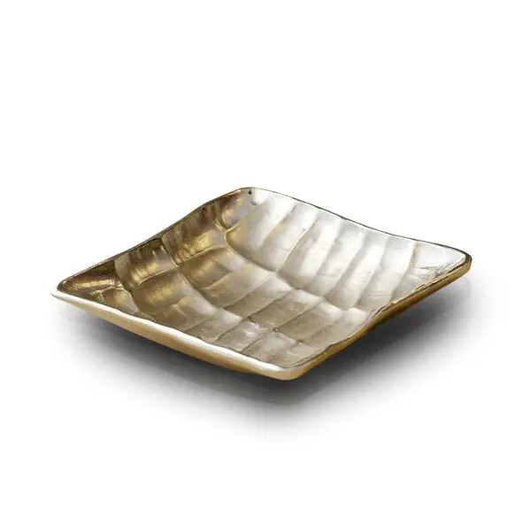 MARLETH Hammered Solid Brass Tray, Square - Silver