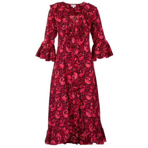 AT LAST... Felicity Midi Dress In Winter Berry - Red