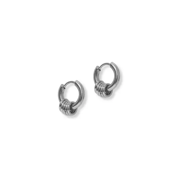 A WEATHERED PENNY Sienna Hoop Earrings With Multiple Metal Loops - Silver