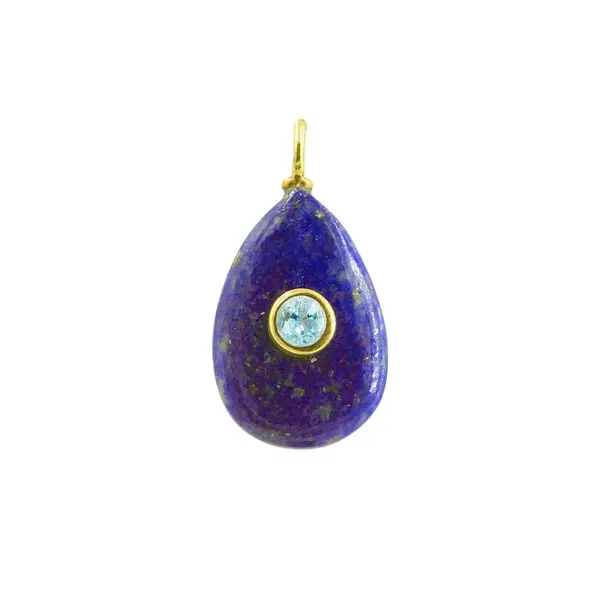 KAMARIA Lapis Gemstone Pendant With Topaz Medium Pear - Blue