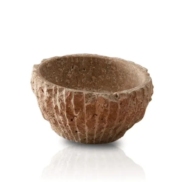 MARLETH Handmade Terracotta Travertine Textu Bowl - Red