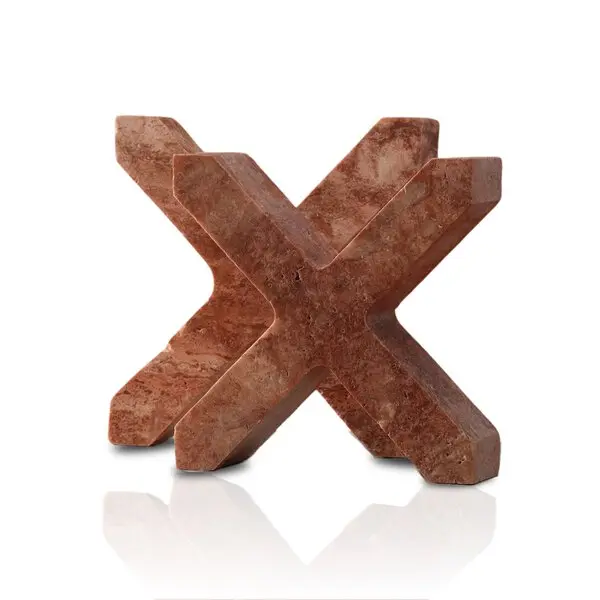 MARLETH Set Of Two Travertine Cross Sculptures - Red
