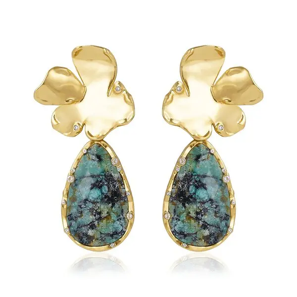 RARE MATTERS JEWELRY African Turquoise Drop Earrings - Blue