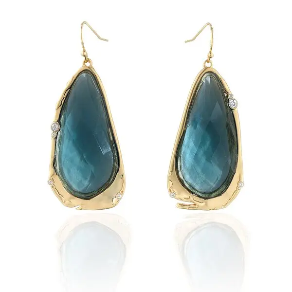 RARE MATTERS JEWELRY Fluid Teardrop Statet Earrings - Blue