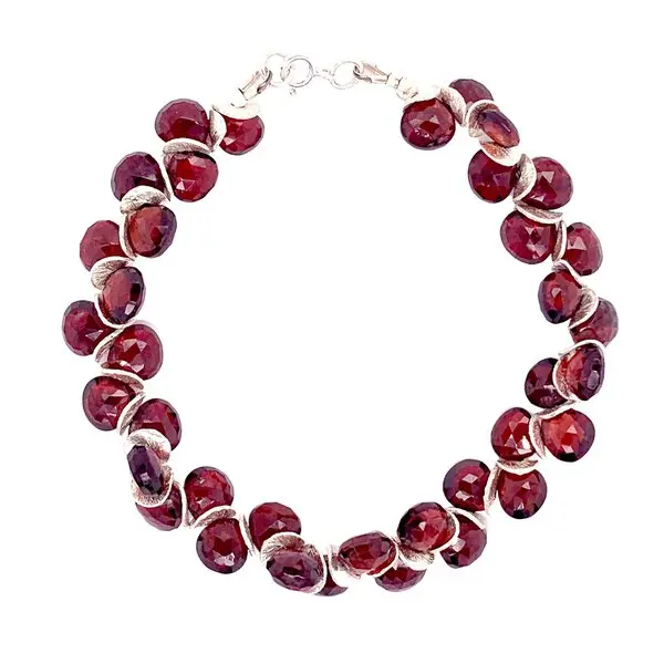 LORI KAPLAN DESIGN Red / Silver Garnet Sterling Signature Bracelet - Red/silver