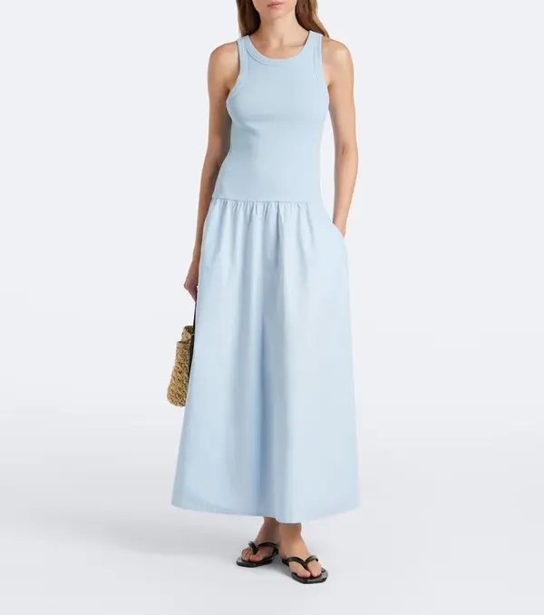 Velvet By Graham & Spencer Romilly Cotton-blend Maxi Dress - Blue