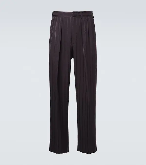 TOM FORD Striped Jacquard Straight Pants - Grey