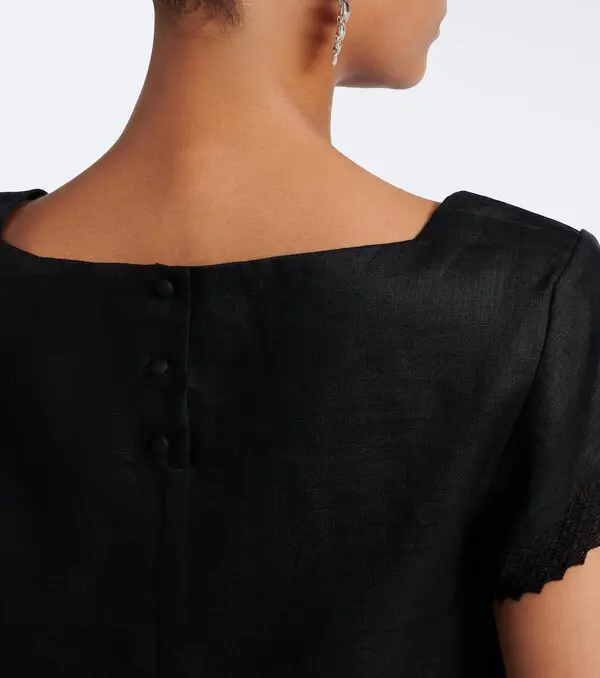 Posse Alfie Cropped Embroidered Linen Top