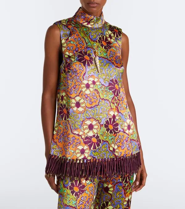 ALEMAIS Joanna Floral Fringed Top - Multicoloured