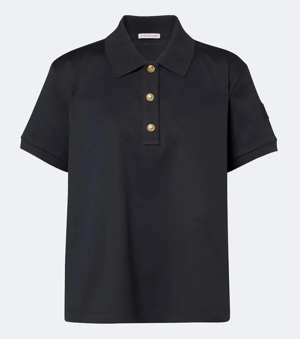 Moncler Cotton Jersey Polo Shirt - Black