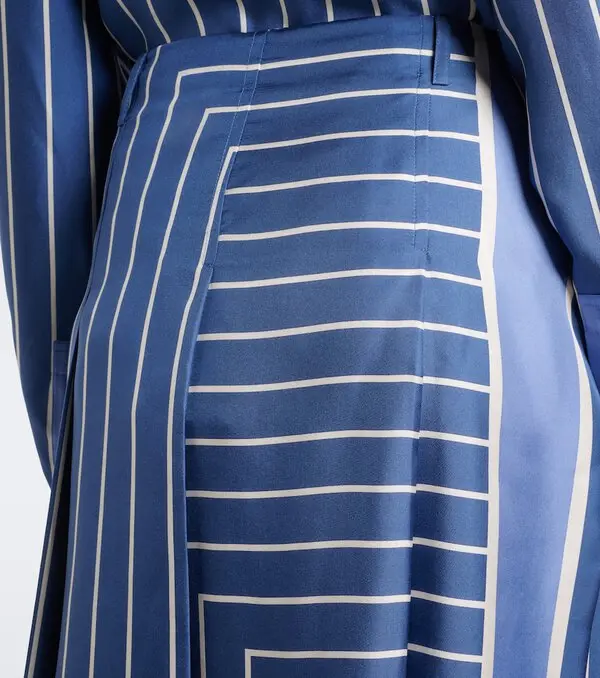 TOD'S Striped Silk Midi Skirt