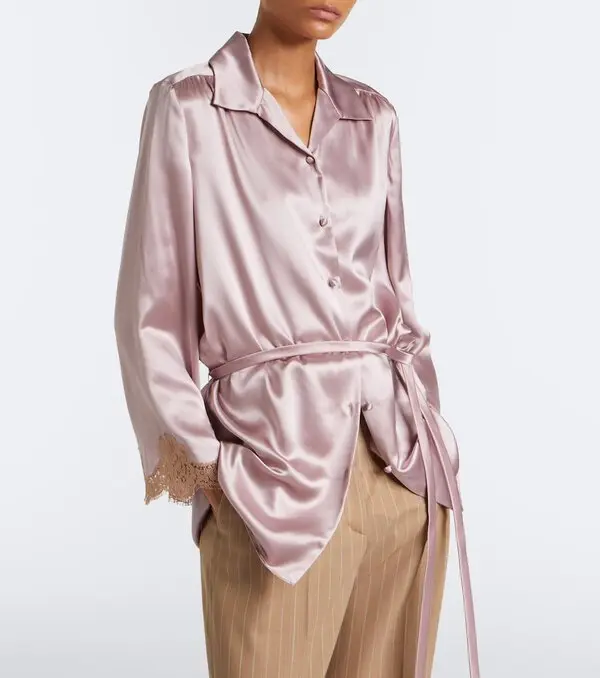 Valentino Garavani Lace-trimmed Silk Satin Shirt