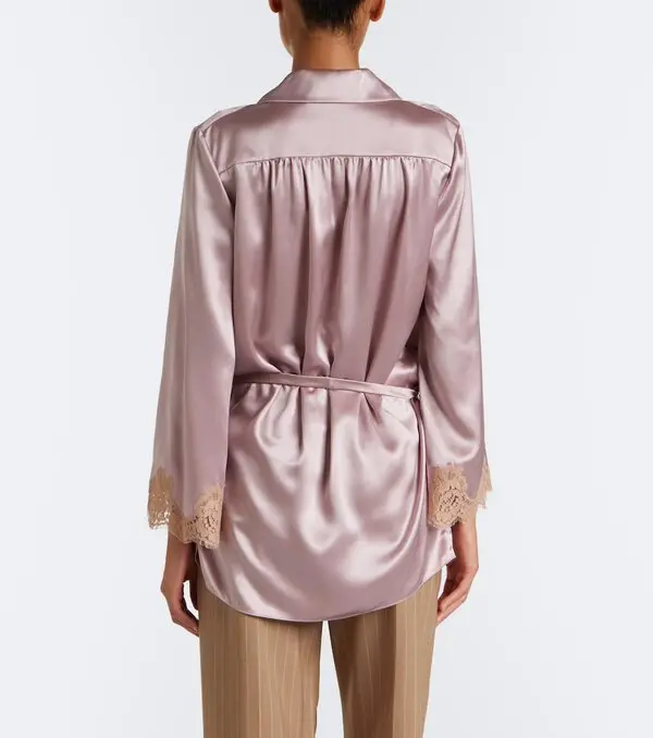 Valentino Garavani Lace-trimmed Silk Satin Shirt