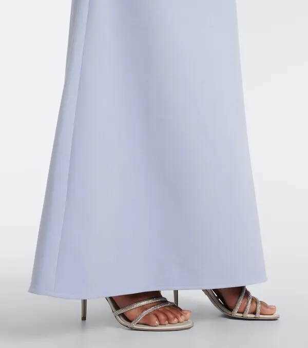 Safiyaa Feather-trimmed Crepe Gown - Blue